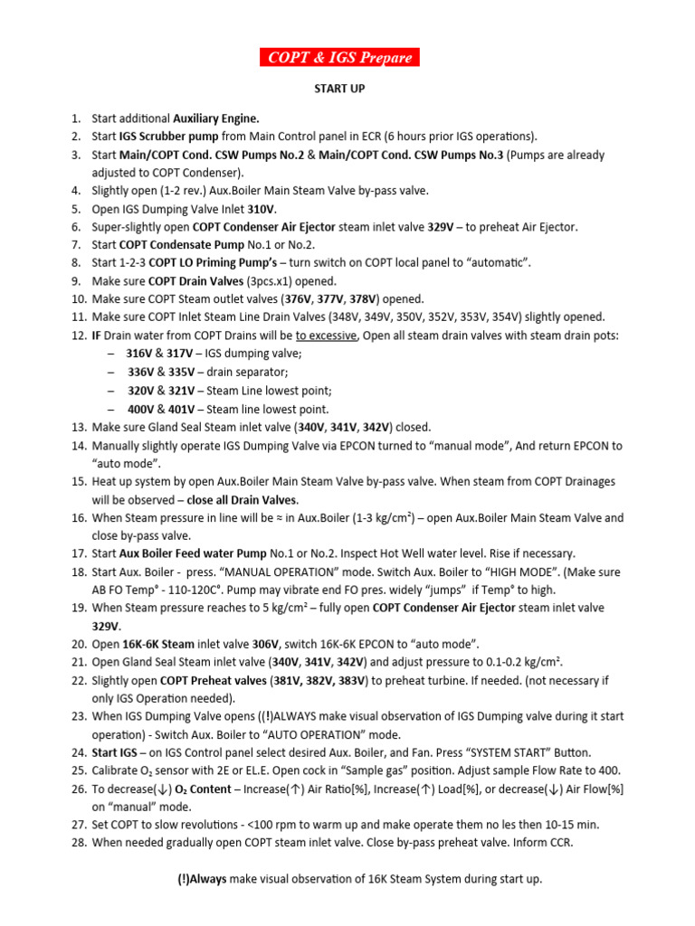 Copt & Igs Prepare | PDF | Boiler | Steam