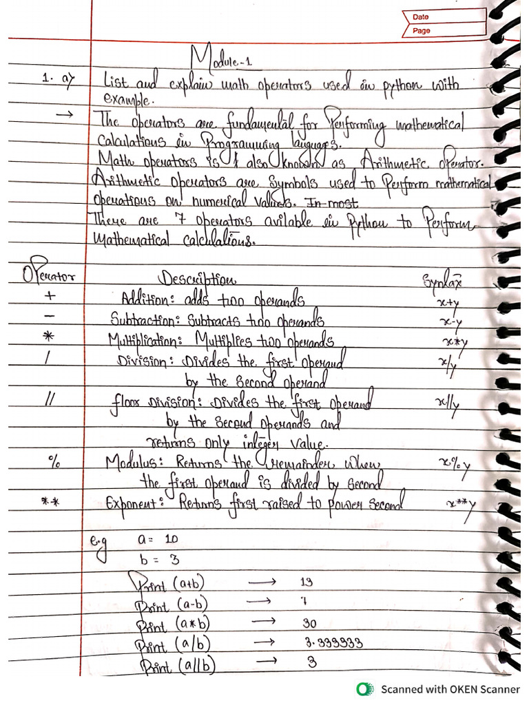 Python 2nd Sem Module 1 Notes | PDF
