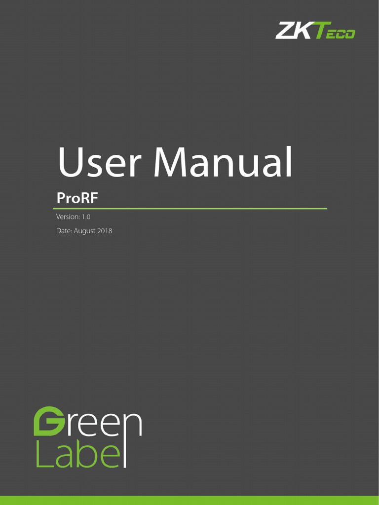 Prorf User Manual v1.0 - Standalone | PDF | Access Control | Transmission Control Protocol