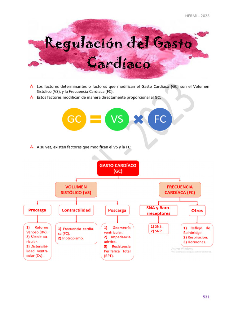 Regulación del Gasto Cardíaco y Volumen Sistólico | PDF | Corazón ...
