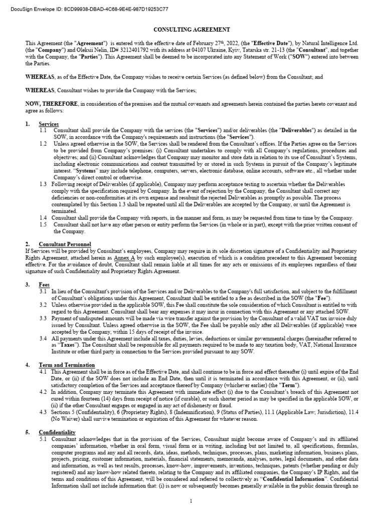 Contract Oleksii | PDF | Indemnity | Employment