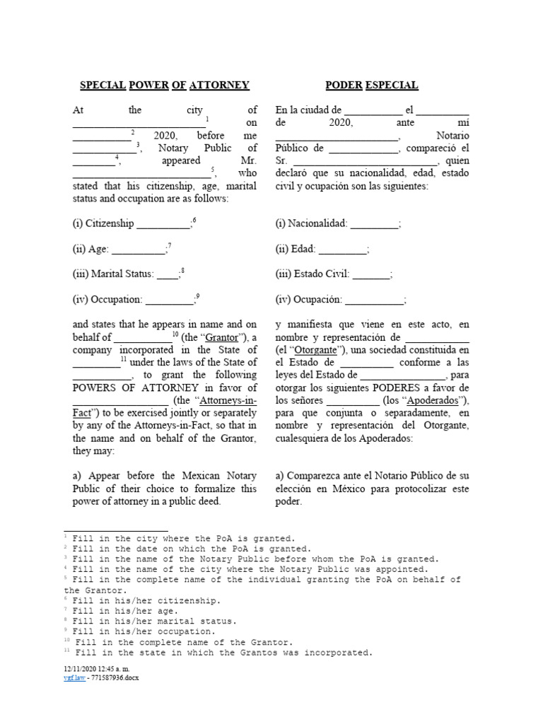 Formato PoA | PDF | Derecho privado | Derecho Civil (Common Law)