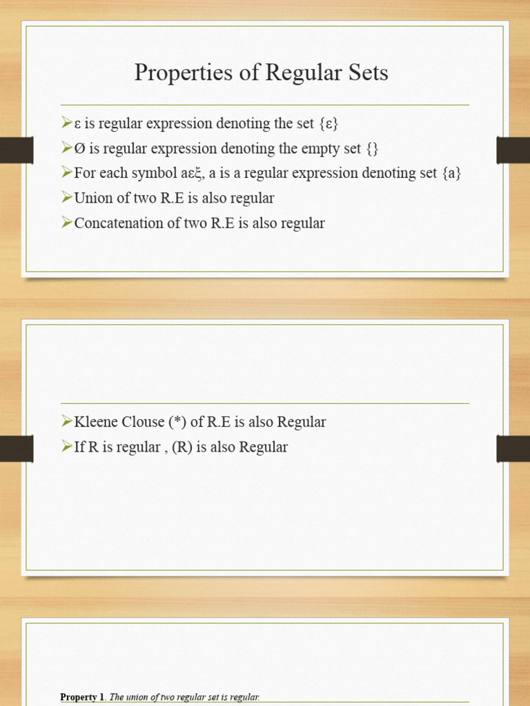 Properties of Regular Sets | PDF | String (Computer Science) | Grammar