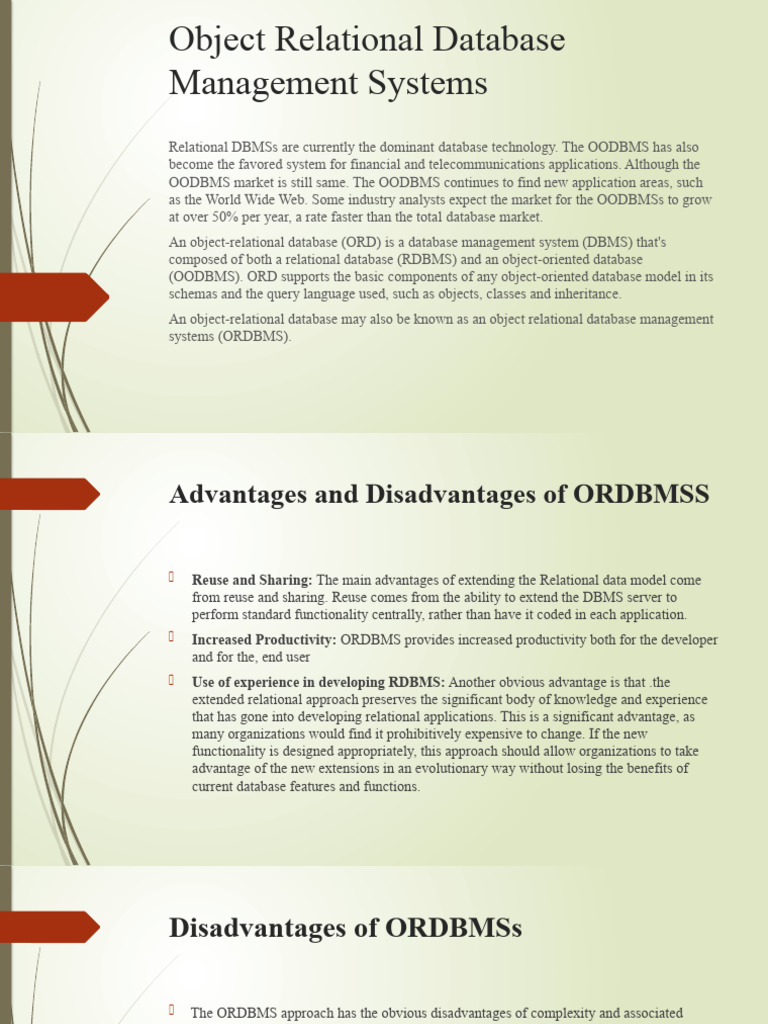 Object-Relational DBMS Overview | PDF | Databases | Relational Database