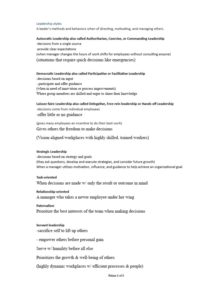 A Leader's Methods and Behaviors When of Directing, Motivating, and ...