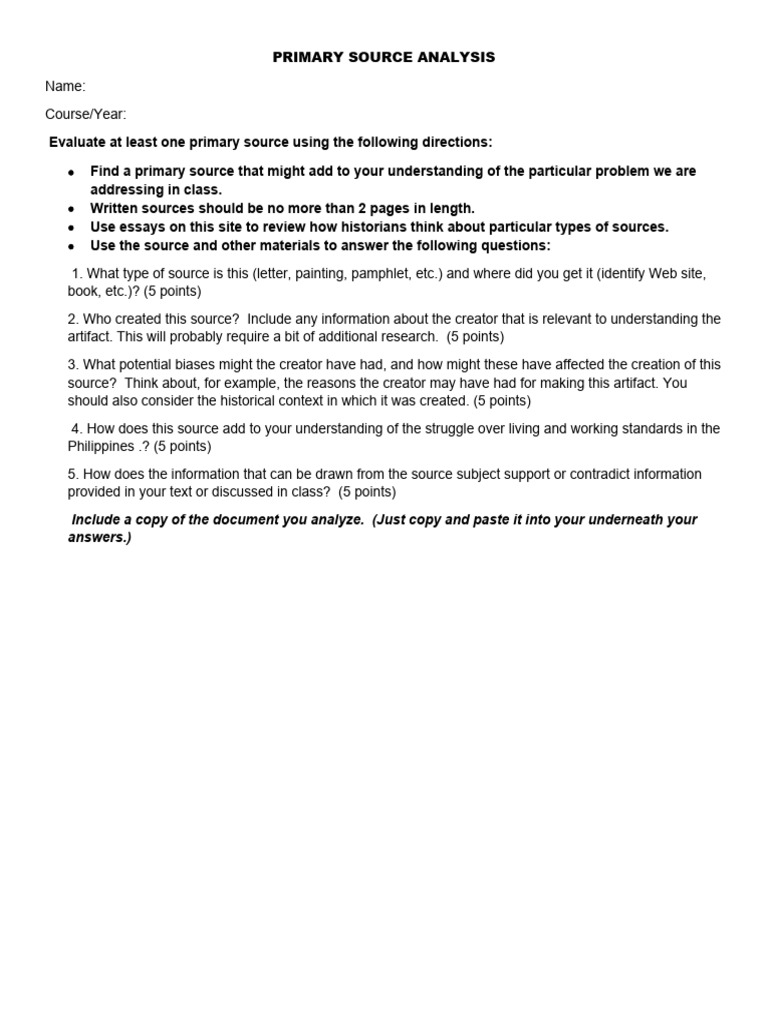 Primary Source Analysis Activity | PDF