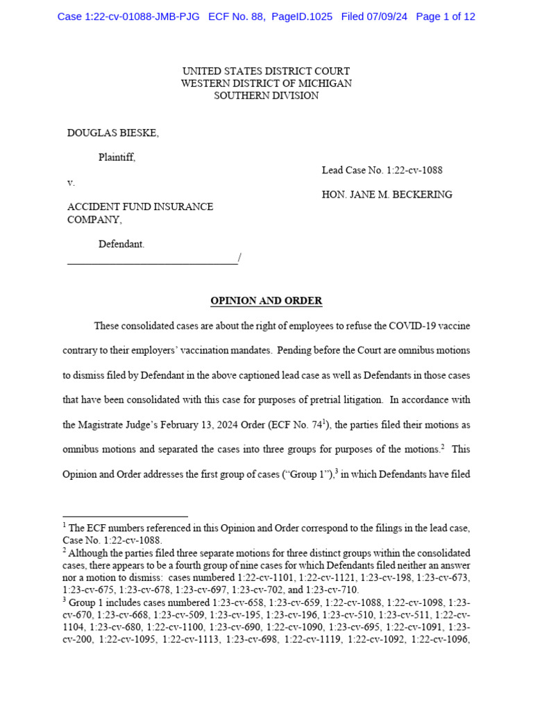 BCBSM Covid Vaccine Lawsuit | PDF | Federal Rules Of Civil Procedure ...