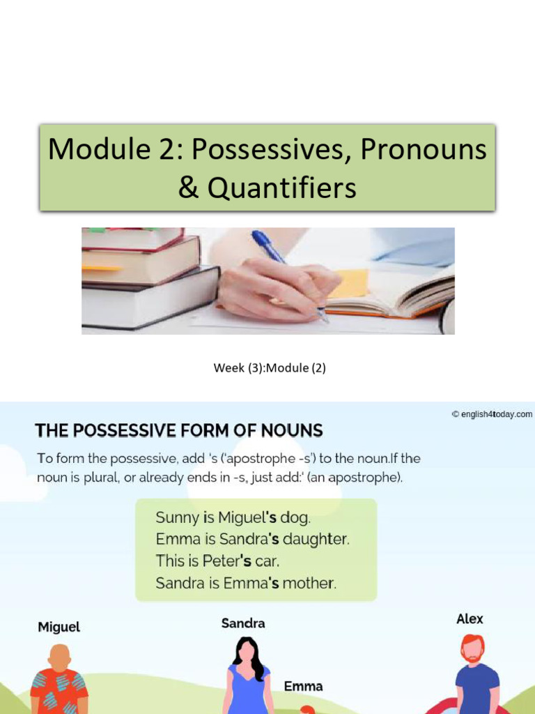 Module 2 Possessives Pronouns And Quantifiers Pdf Grammatical