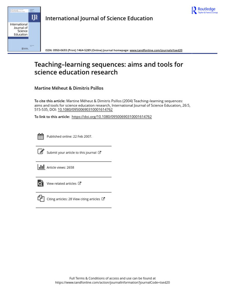 Teaching Learning Sequences Aims and Tools For Science Education ...