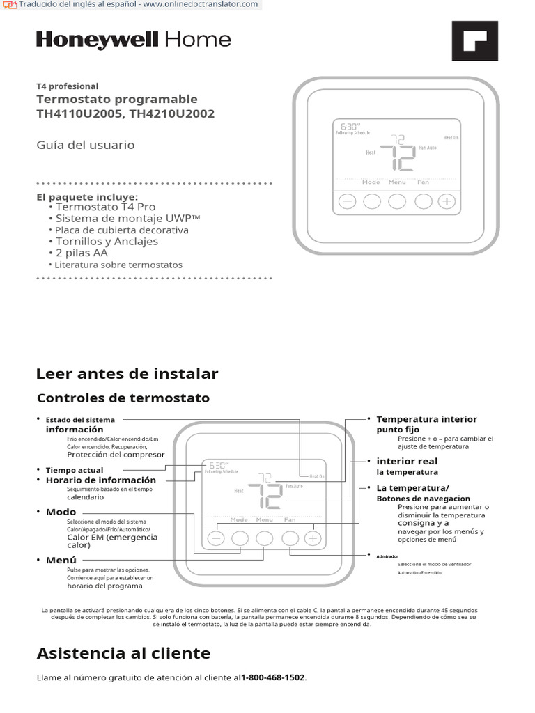 Termostato Honeywell Manual En Espaol