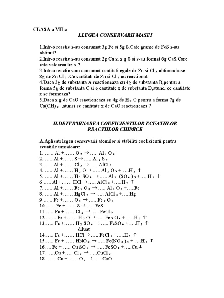 Test Reactii Chimice | PDF
