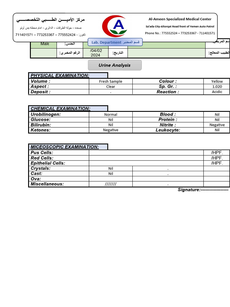 Urine Analysis | PDF