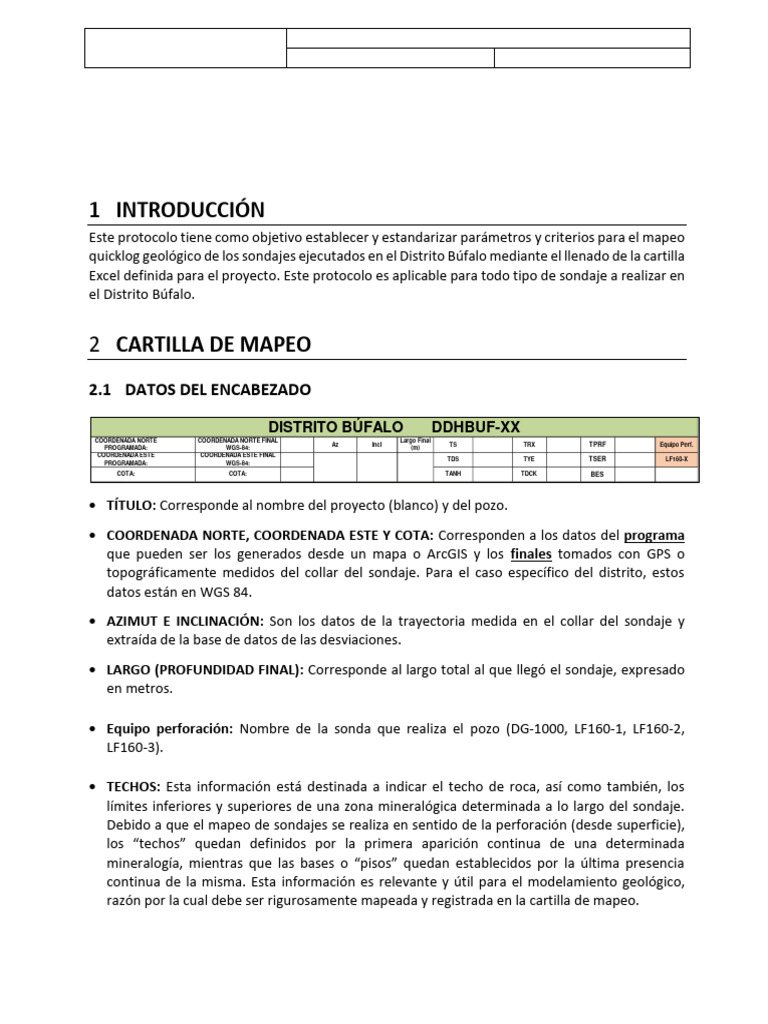 V10 - Protocolo Mapeo Quicklog | PDF | Minerales | Cobre