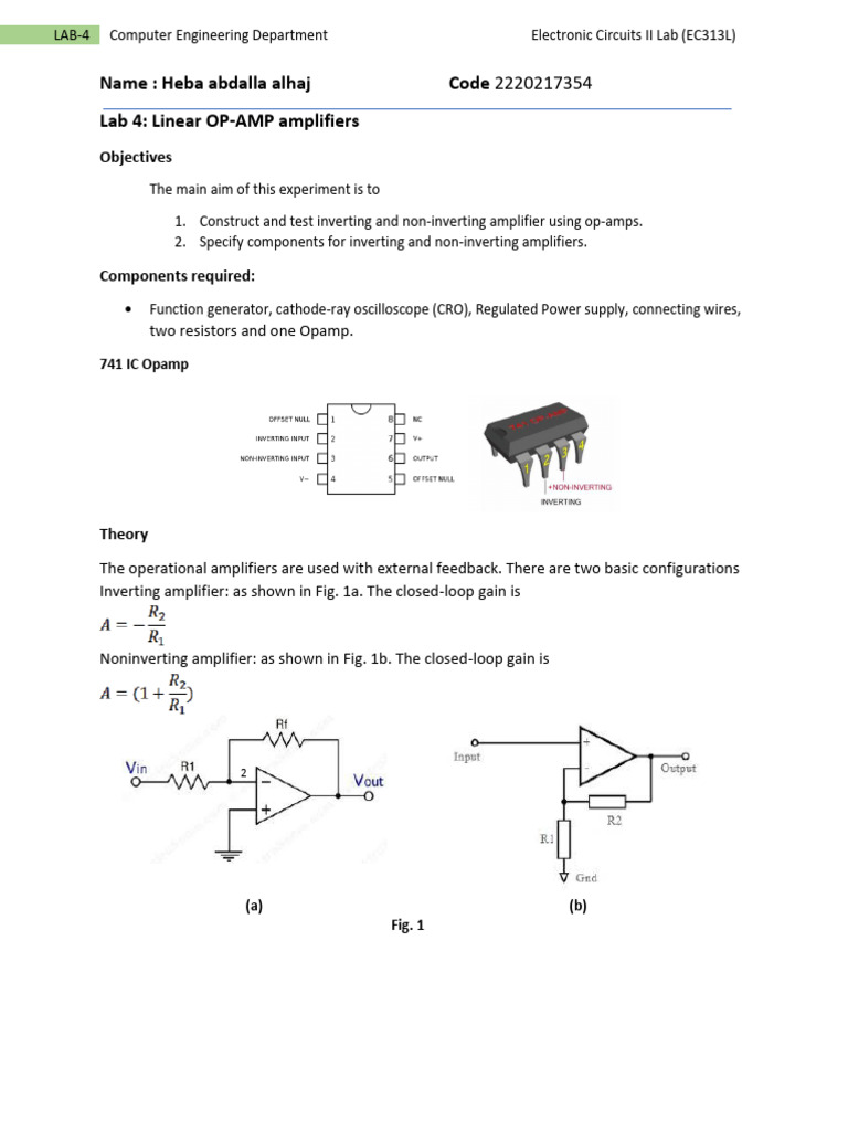 Lab3_ Linear op_amps | Download Free PDF | Operational Amplifier ...