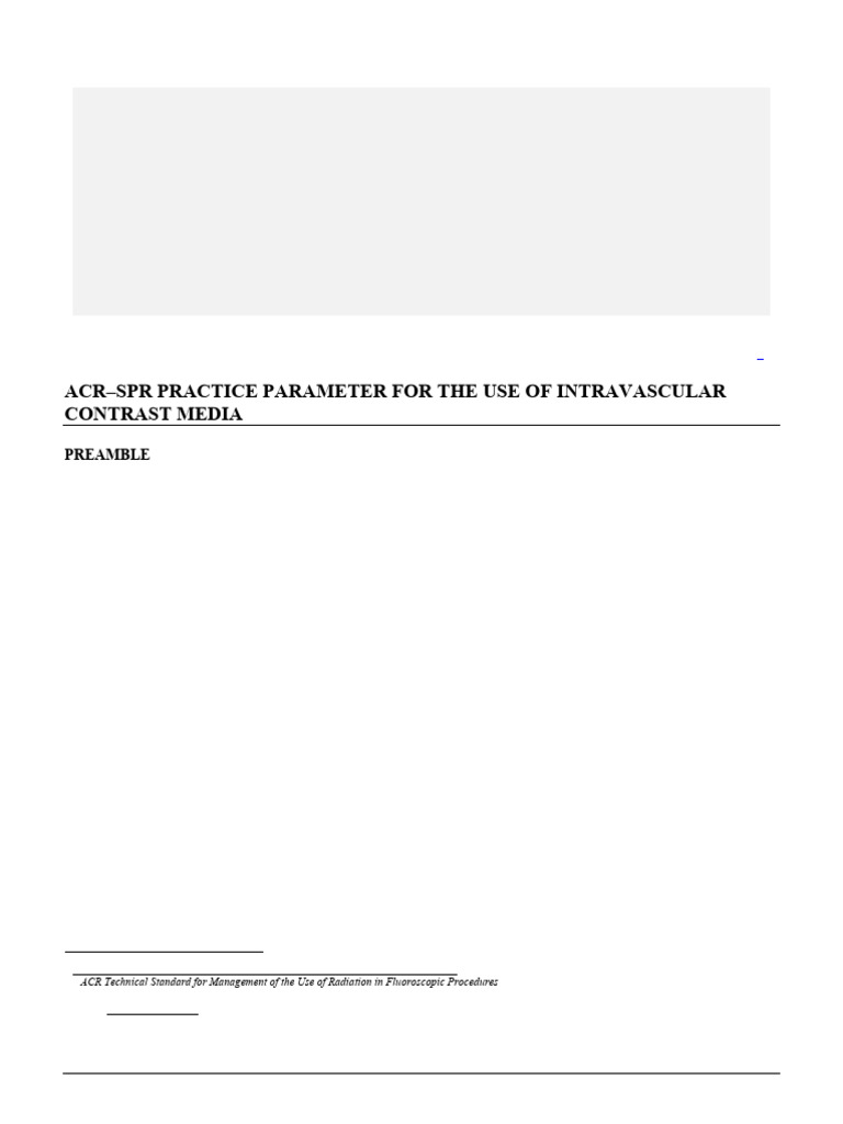 ACR–SPR PRACTICE PARAMETER FOR THE USE OF INTRAVASCULAR CONTRAST MEDIA | PDF | Radiology ...