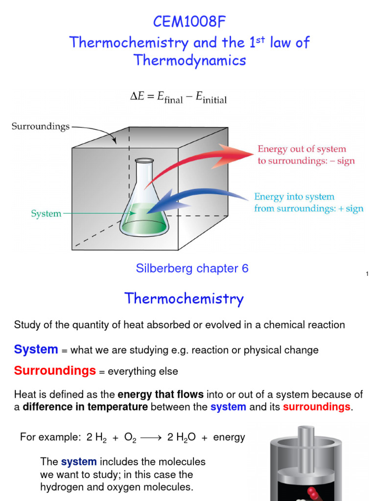 CEM1008F Thermodynamics Part I Thermochemistry and The First Law of ...