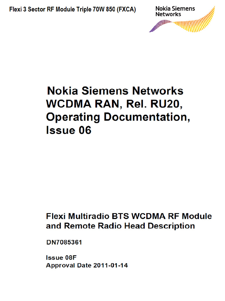 FlexiMultiradio BTS WCDMA RF Module and Remote Radio Head Description DN7085361 RU20 | PDF