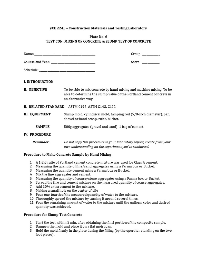 CE224L CMT Lab 6 | PDF | Concrete | Construction Aggregate