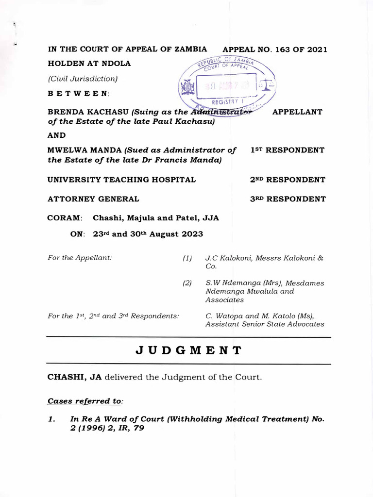 Kachasu V Manda and Ors (APPEAL NO 163 OF 2021) 2023 ZMCA 208 (30 ...