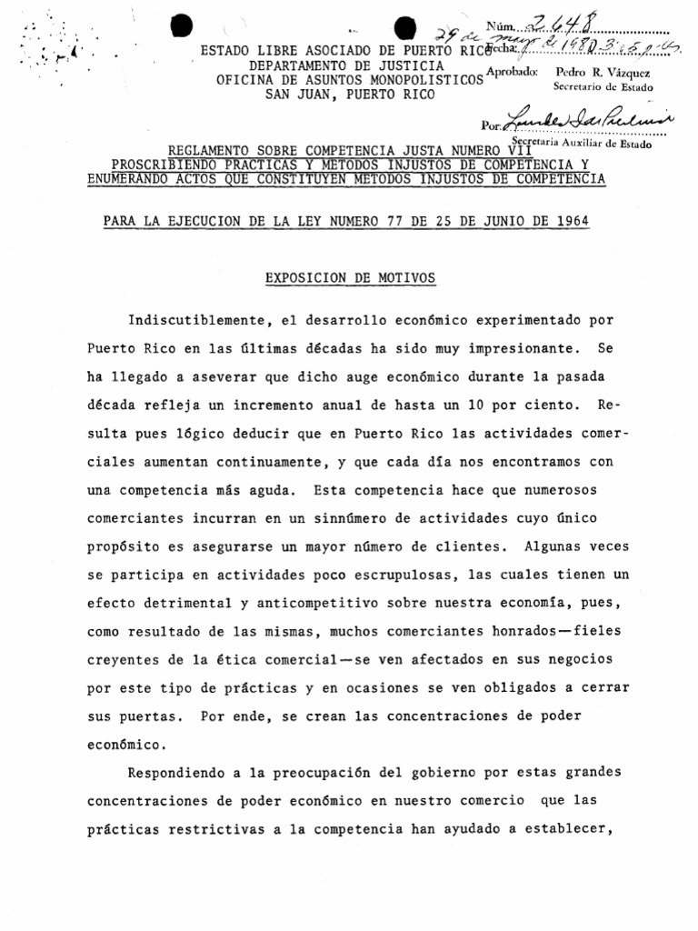 Reglamento 2648 Competencia Justa Dpto Justicia | PDF