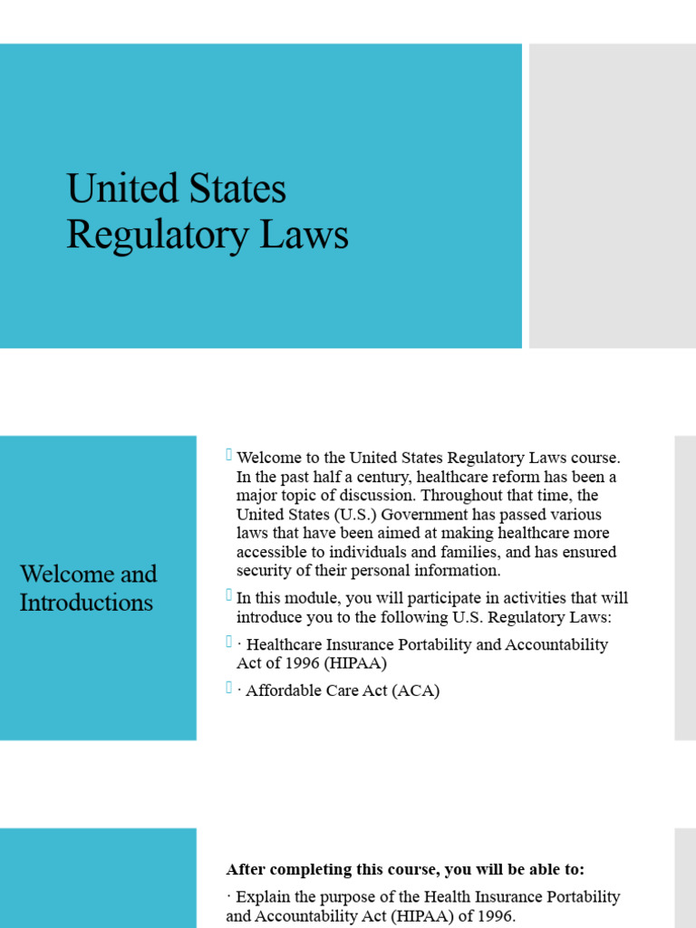 United States Regulatory Laws | PDF | Health Insurance Portability And ...