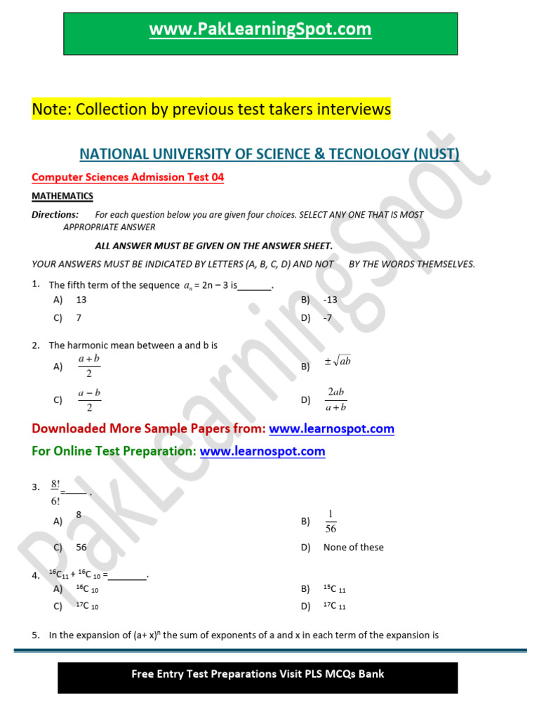Nust-Computer-Science-Paper-04 (CS) | PDF | Acceleration | Force