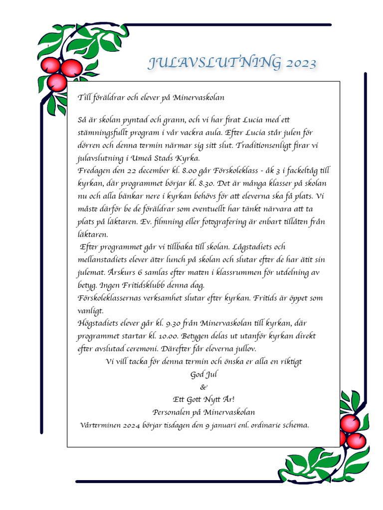 Julavslutning 2023 | PDF