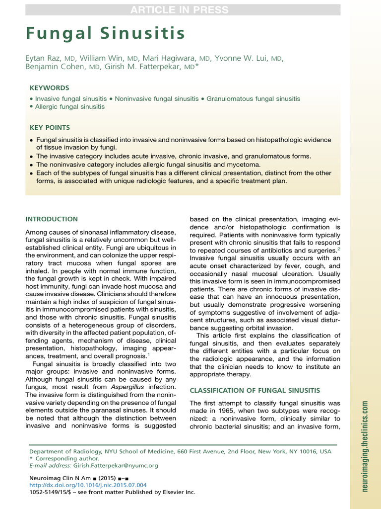 Fungal Sinusitis | PDF | Fungus | Medical Specialties