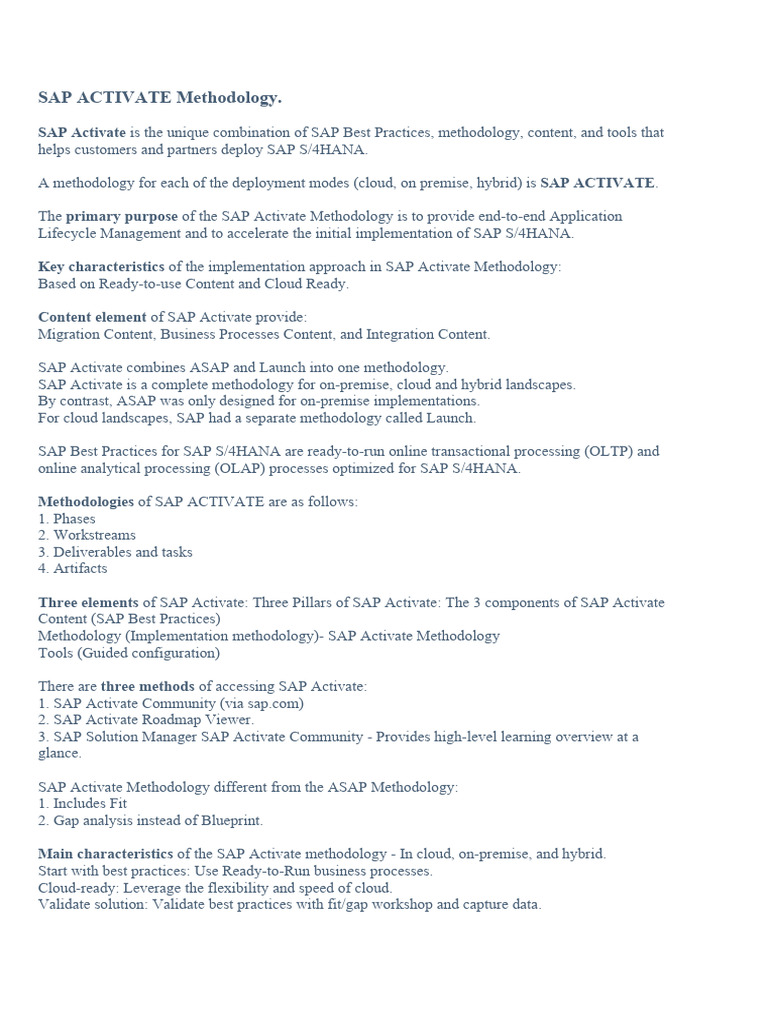 SAP Activate Methodology | PDF | Scrum (Software Development ...