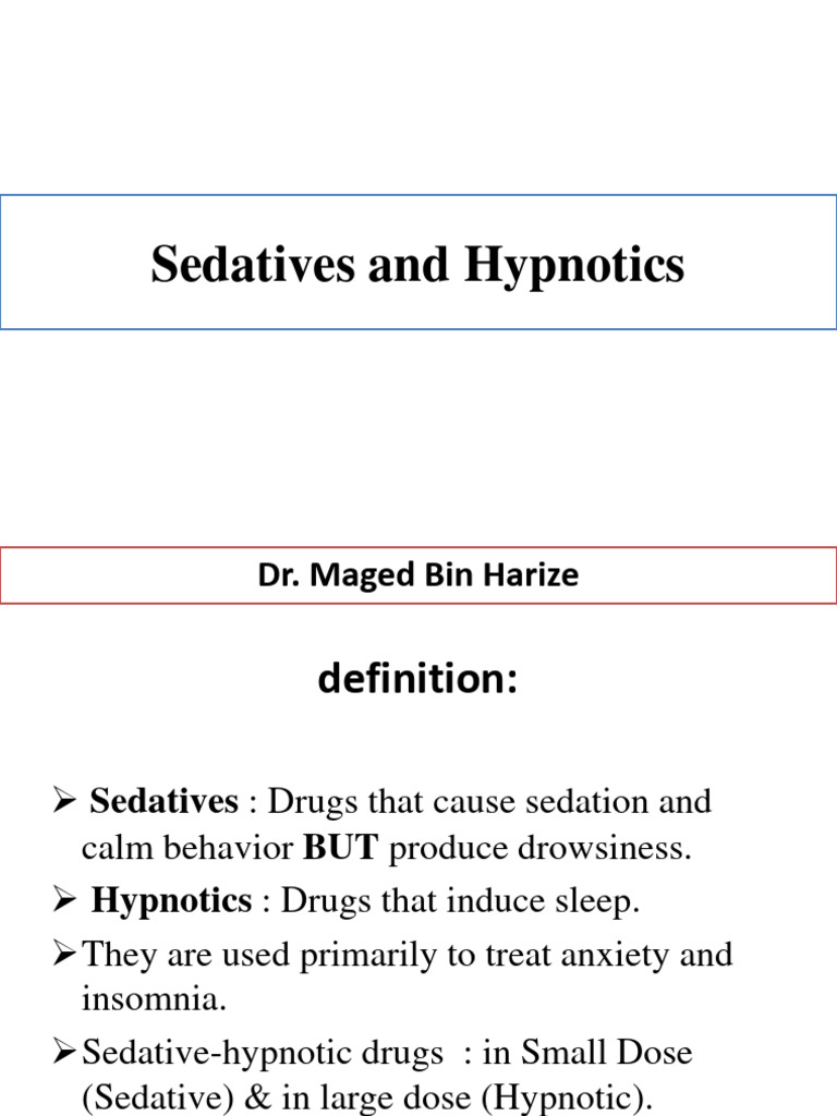 Understanding Sedatives and Hypnotics | PDF | Benzodiazepine | Clinical ...