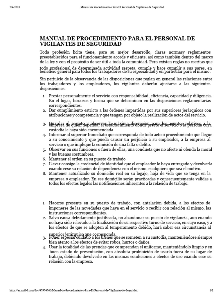 Manual de Procedimientos de Seguridad | PDF | Justicia | Crimen y violencia