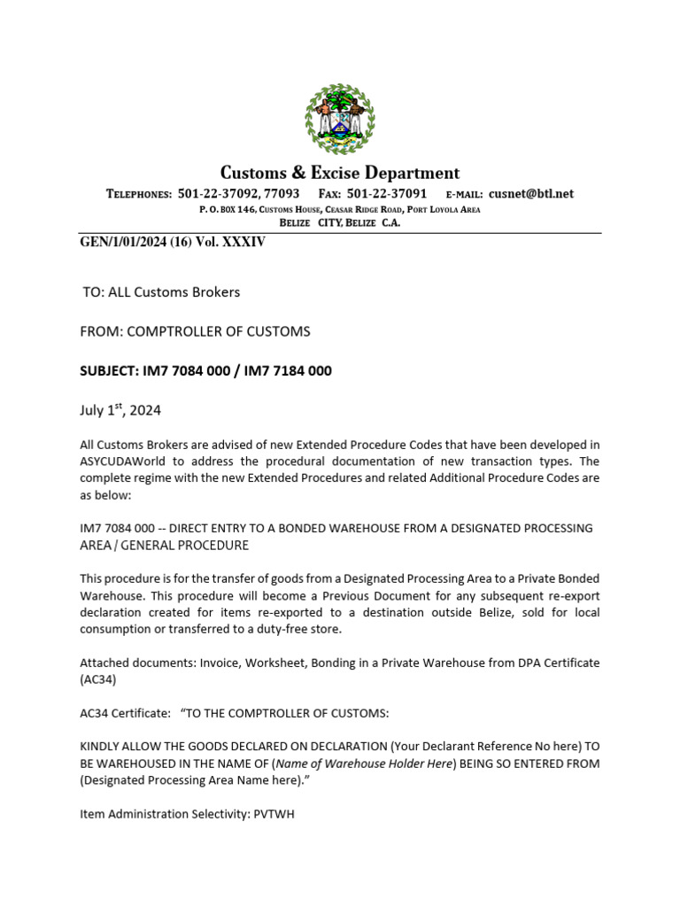 IM7 Customs Procedures Update for Brokers | PDF