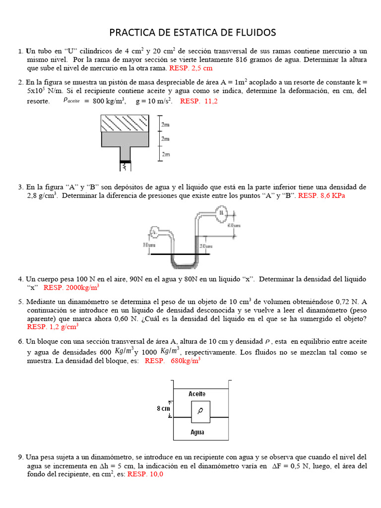 Practica de Estatica de Fluidos | PDF | Densidad | Líquidos