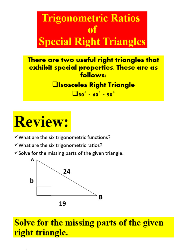 Week 2 Trigonometric Ratio of Special Right Triangles | Download Free PDF | Triangle | Euclidean ...