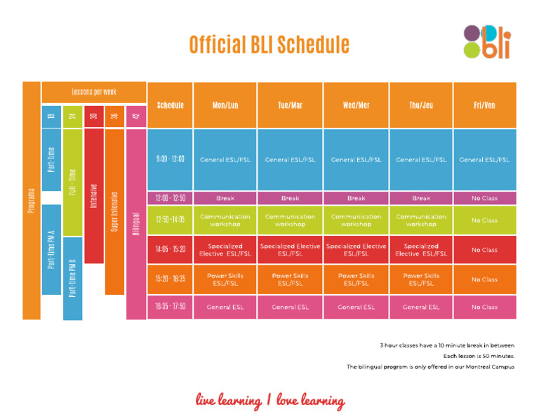 BLI Official Schedule | PDF