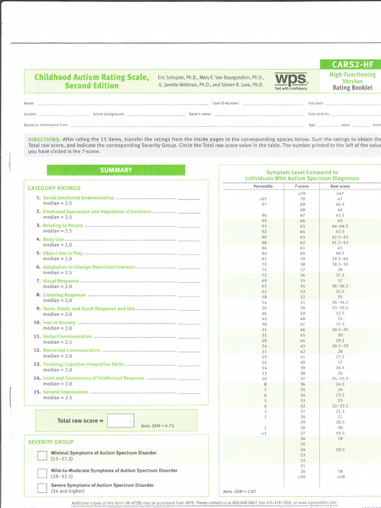 Cars2 HF | PDF | Behavioural Sciences | Neurodevelopmental Disorders