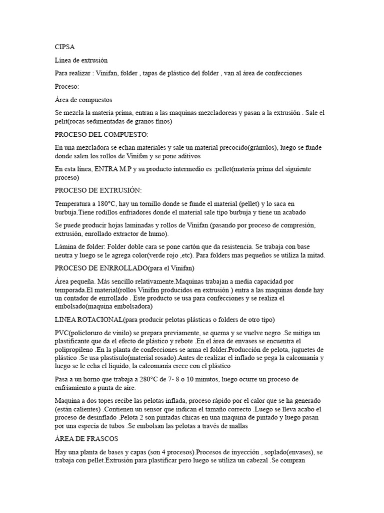 CIPSA-1 | Descargar gratis PDF | El plastico | Extrusión