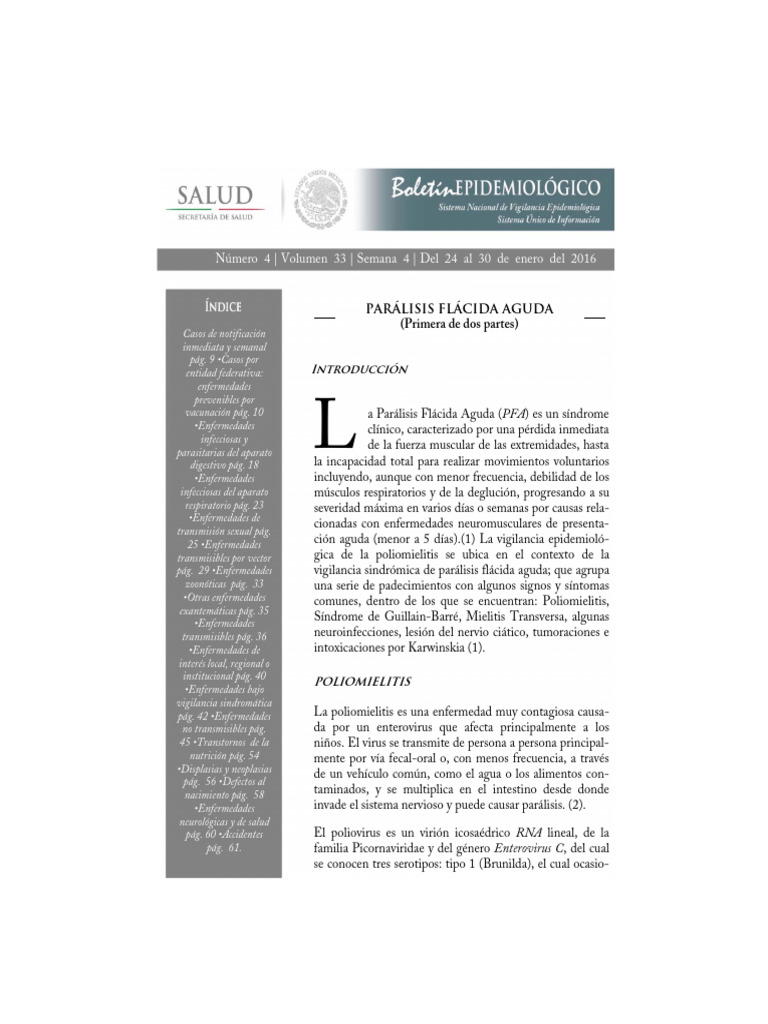 Lectura 7 Parálisis Flácida Aguda | PDF | Medicina | Epidemiología