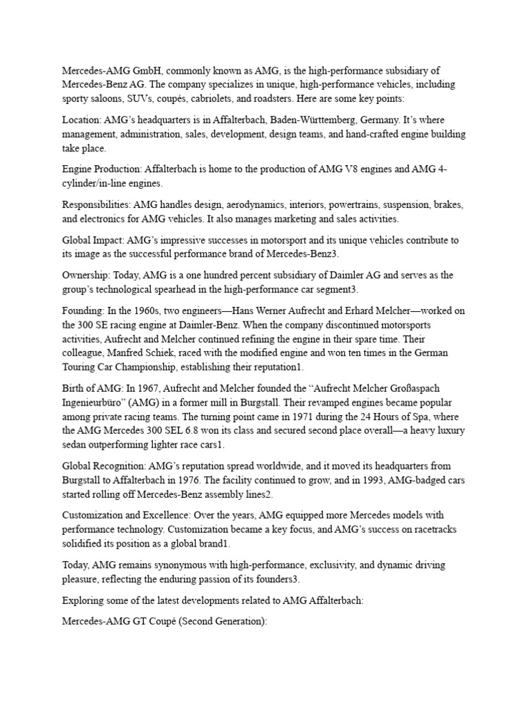 AMG Affalterbach | PDF | Car Body Styles | Wheeled Vehicles