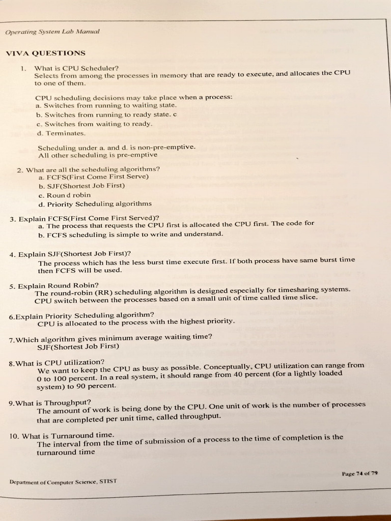 Os Lab Viva Questions | PDF | Scheduling (Computing) | Computer Data ... Os Lab Viva Questions | PDF | Scheduling (Computing) | Computer Data ...