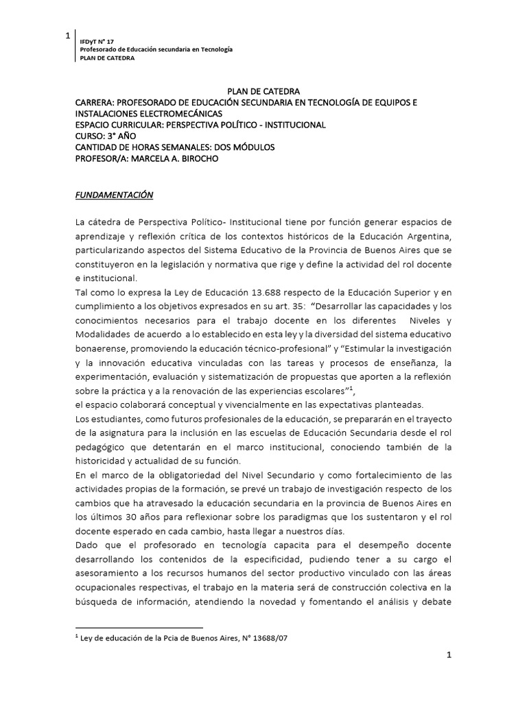 Plan de Persp. Pol.3ro Tecnologia 2024 | PDF | Evaluación | Maestros