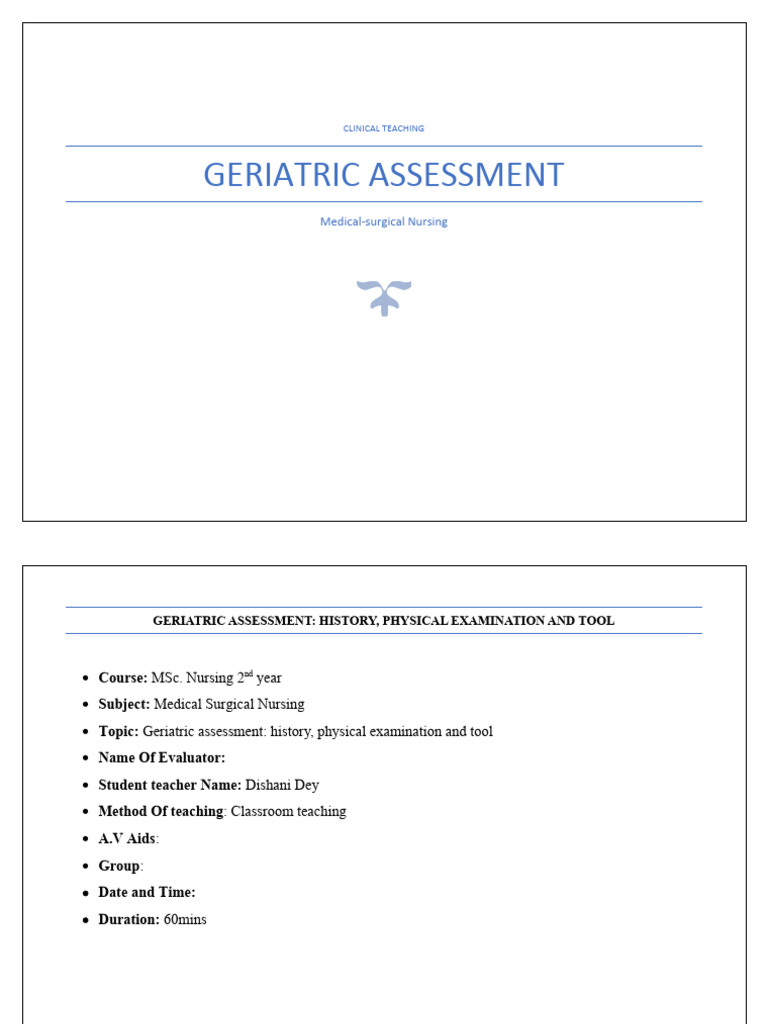 Geriatric Assessment | PDF | Blood Pressure | Heart