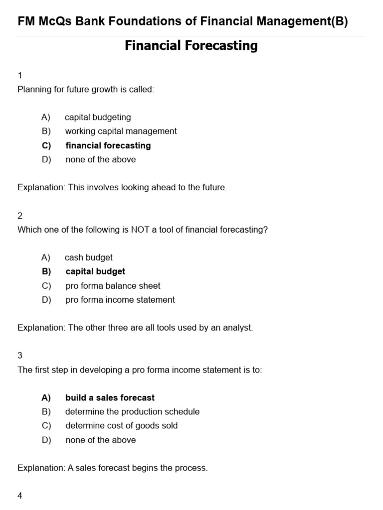 FM McQs Bank Foundations of Financial Management (B) | PDF | Interest | Financial Accounting