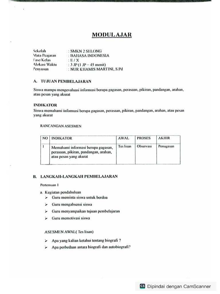 Modul Ajar Kls X Teks Biografi Pdf