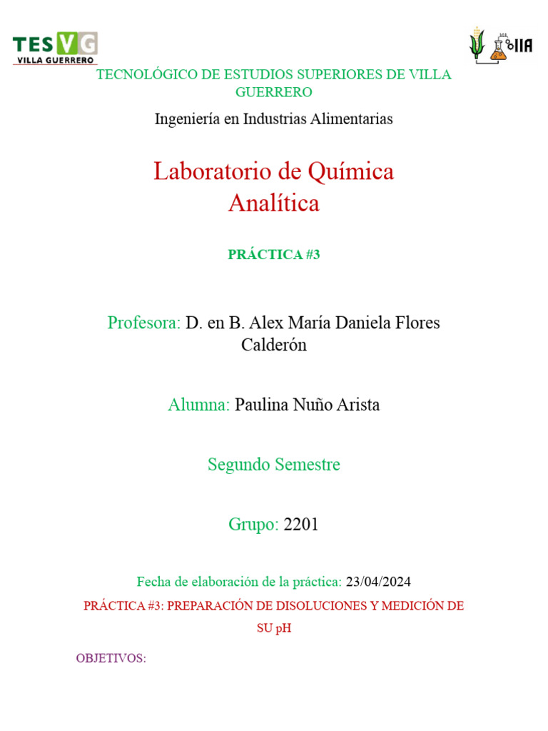 Práctica #3 Qa | PDF | Ph | Ácido