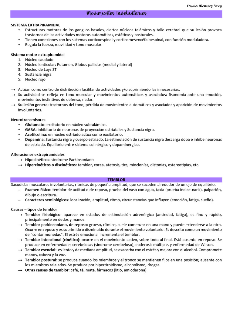 Neuro 8 - Movimientos Involuntarios | PDF | Enfermedad de Parkinson | Distonia
