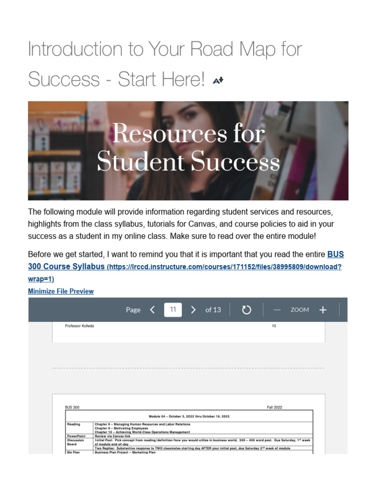 Introduction To Your Road Map Start Here! - FLC Fa22 BUS 300 LEC 14727 ...