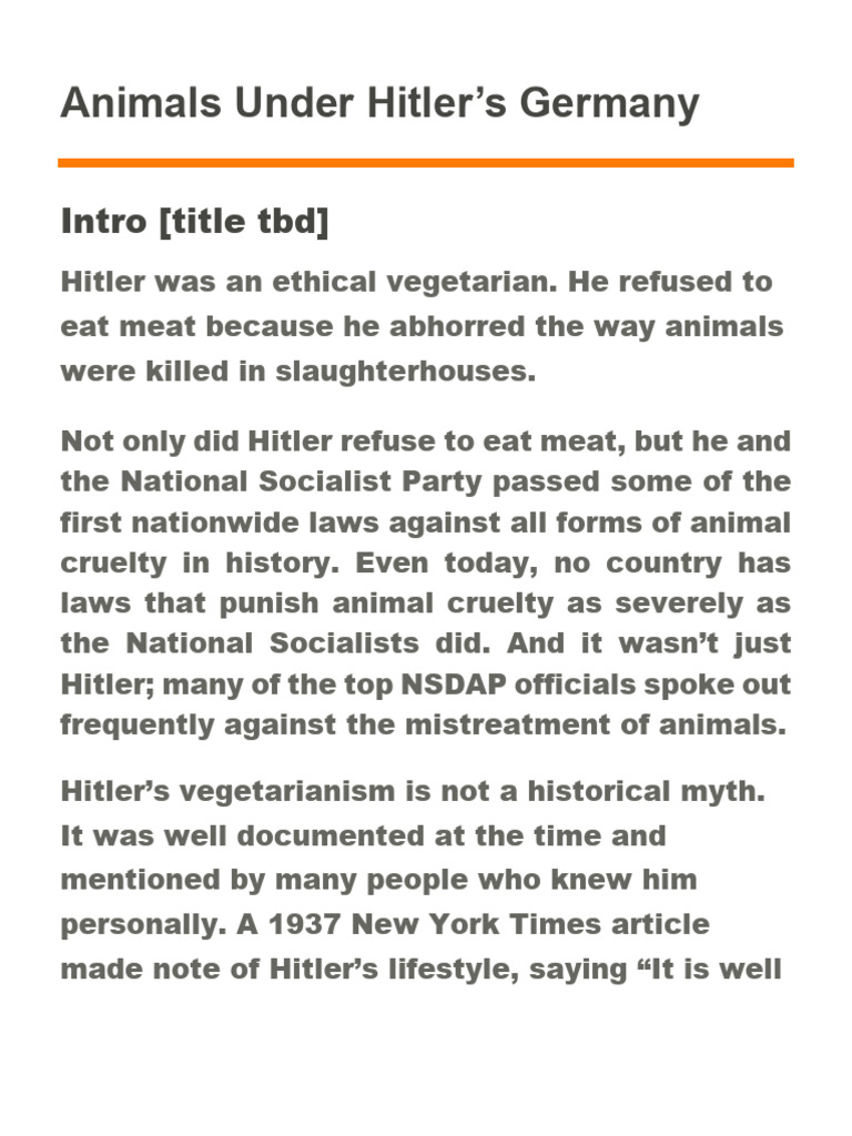 Animals Under Hitler's Germany | PDF | Adolf Hitler | Nazi Germany