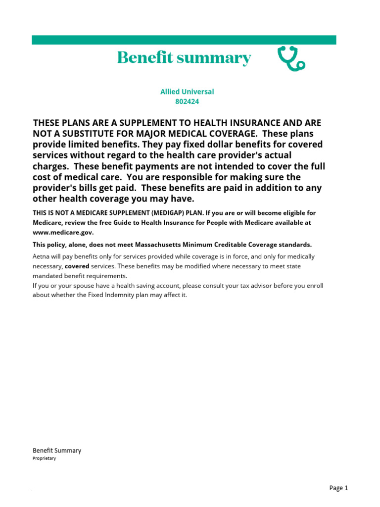 2024 Aetna Basic and Basic Plus Benefit Summary | PDF | Medicare ...