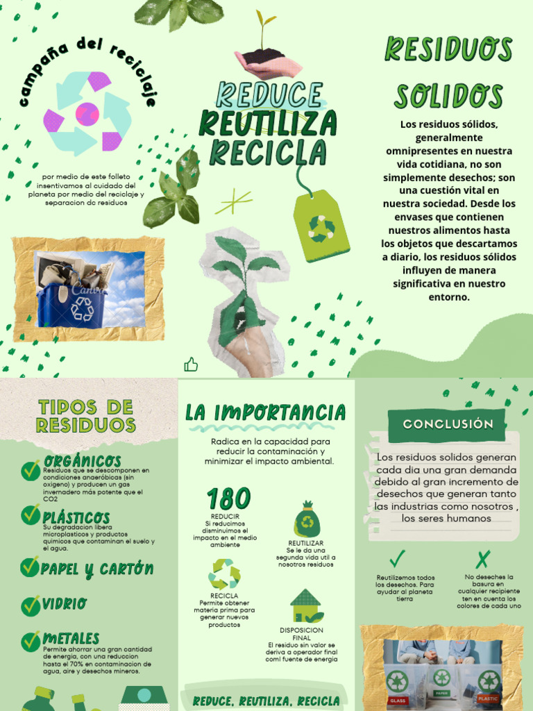 Tríptico Informativo Del Día Del Reciclaje Ilustrado Verde | PDF ...